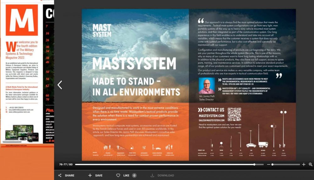 Mastsystem in Military Systems & Technology magazine